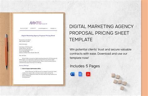 Digital Marketing Agency Proposal Pricing Sheet Template In Word Pdf