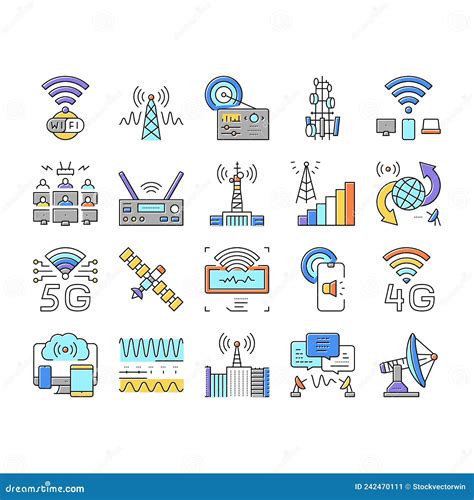 Telecommunication Technology Icons Set Vector Stock Vector Illustration Of Receiver Storage Telecommunication Technology Icons Set Vector Stock Vector Illustration Of Receiver Storage