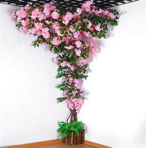 人造花室内节日婚礼装饰绿色植物藤本植物紫藤紫藤樱花树 Alibaba