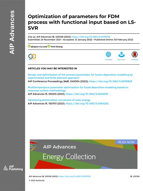 Pdf Optimization Of Parameters For Fdm Process With Functional Input