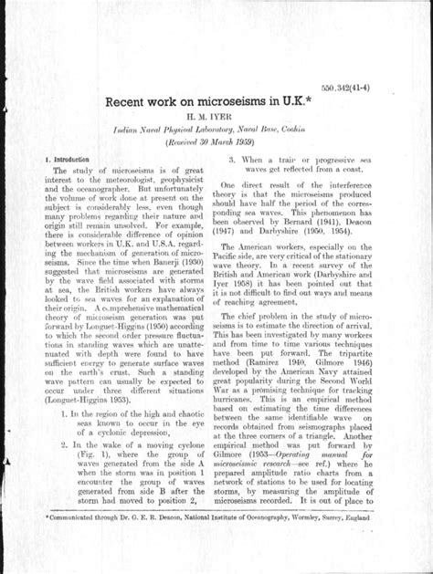 Pdf Recent Work On Microseisms In Uk