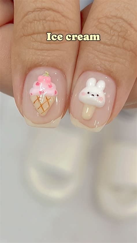 포근네일 홍대네일 서교동네일 엠보네일 귀여운네일 쨘 키치키치하게 아이스크림 체리쥬빌레로 변신🍒 여름맞이 아주 찰떡 컬러예욤💜🩷 Verygoodnail 스쿱 사용