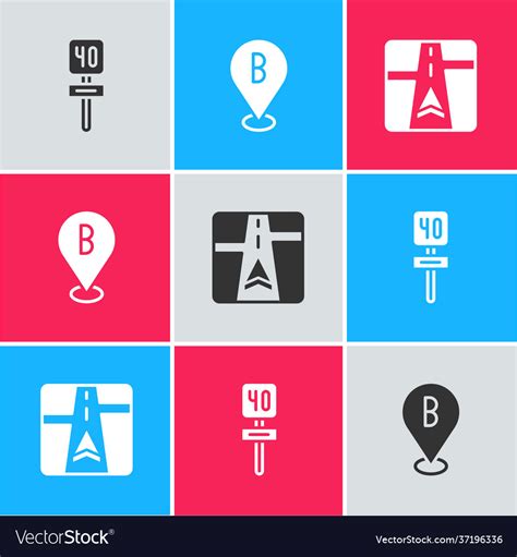 Set Road Traffic Sign Location And Gps Device Vector Image