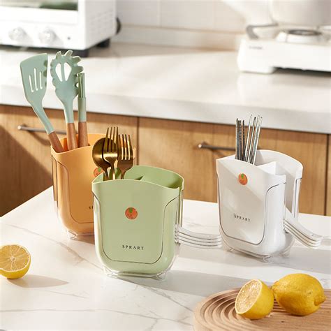 Badu Bg Поставка за пръчици Кухненски вилици Поставка за съхранение на лъжици Пластмасови