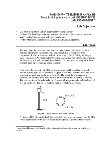 Lab Assignment 3 Truss Buckling Analysis Pdf Buckling