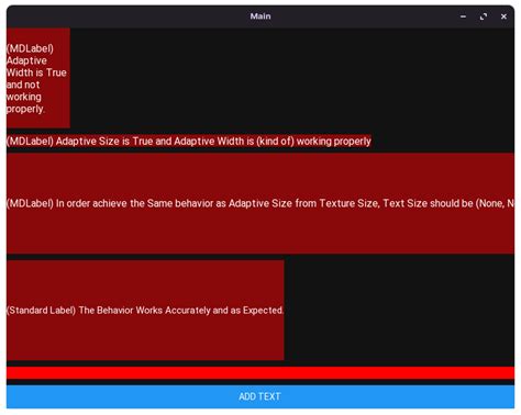 adaptive width and md bg color properties of mdlabel are not working