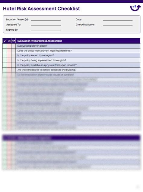 Hotel Risk Assessment Checklist Xenia Templates