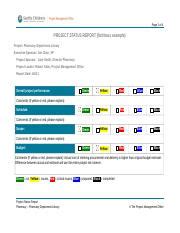 Project Status Update Template Docx Page 1 Of 4 PROJECT STATUS REPORT Fictitious Example