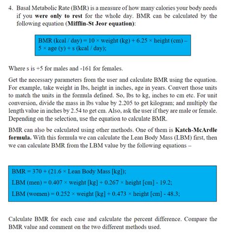 Solved 4 Basal Metabolic Rate BMR Is A Measure Of How Chegg