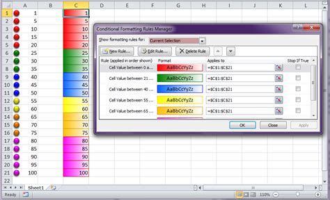 Excel Using Conditional Formatting With Icon Sets With Six Conditions