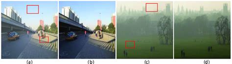 Comparison Of Hazy Images And Corresponding Dehazing Results A One Download Scientific