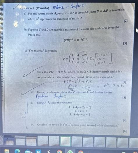 Solved Qucstion Marks A For Any Square Matrix A Chegg