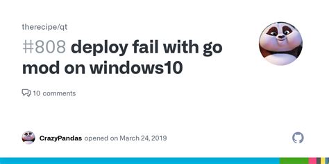 Deploy Fail With Go Mod On Windows10 · Issue 808 · Therecipeqt · Github