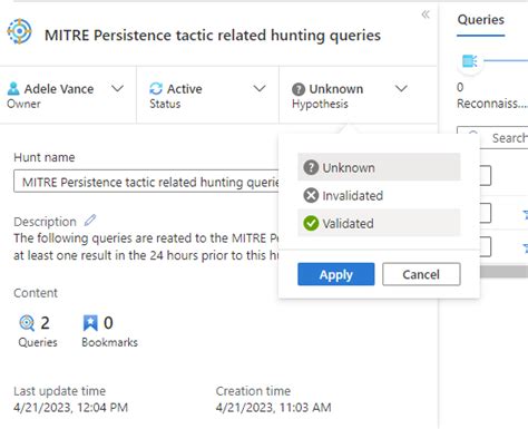 使用 Hunts 進行端對端威脅搜捕 Microsoft Sentinel Microsoft Learn