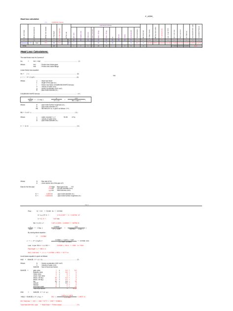 Head Loss Calcaulation 4 6 2024 Pdf Hydraulic Engineering Fluid