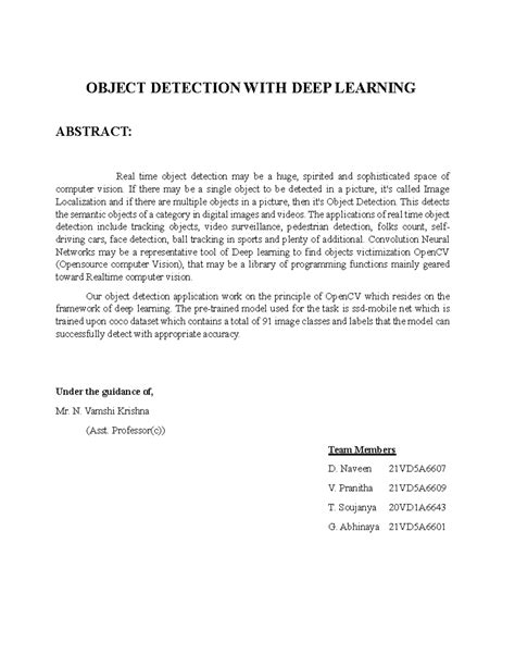 Object Detection With Deep Learning Object Detection With Deep Learning Abstract Real Time