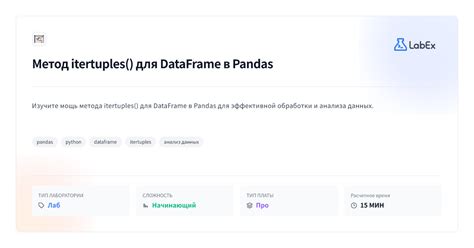 Мастерство методом Itertuples для Dataframe в Pandas Labex