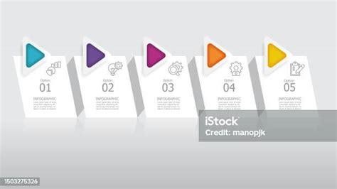 수평 단계 타임라인 인포그래픽 요소 보고서 배경 비즈니스 라인 아이콘 5단계 개발에 대한 스톡 벡터 아트 및 기타 이미지