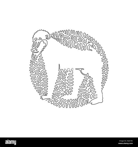 Continuous One Curve Line Drawing Of Funny Mandrill Abstract Art In