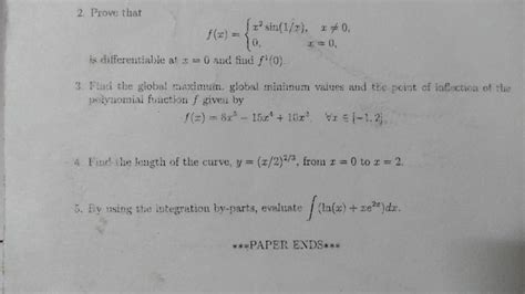2 Prove Thatf X X2sin 1 X 0 X 0 X 0 Is Differentialsle At Y 0 And