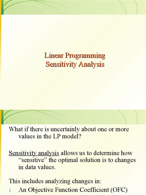 Notes 6 Sensitivity Analysis3 Pdf Sensitivity Analysis Linear