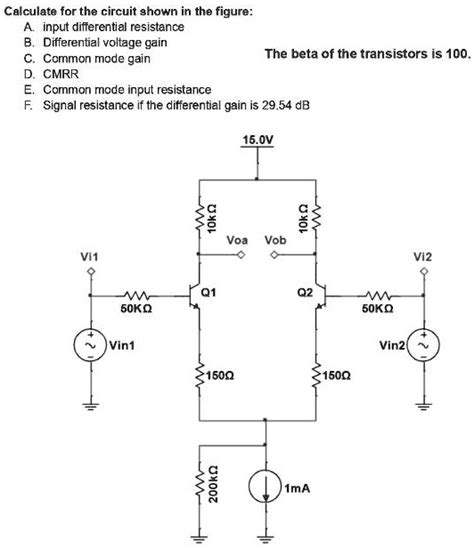 Solved Calculate For The Circuit Shown In The Figure Input Differential Resistance
