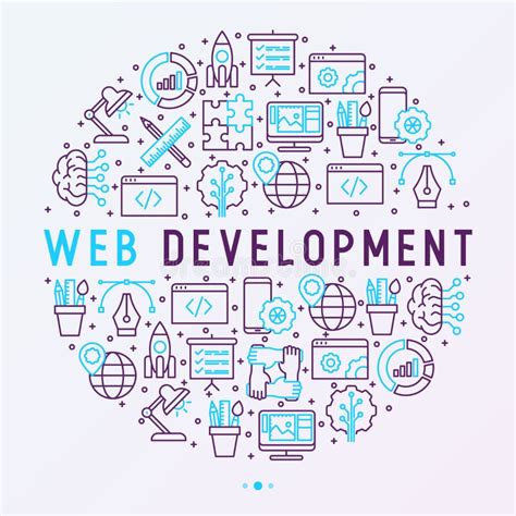 Web Development Concept In Circle Stock Vector Illustration Of Development Service