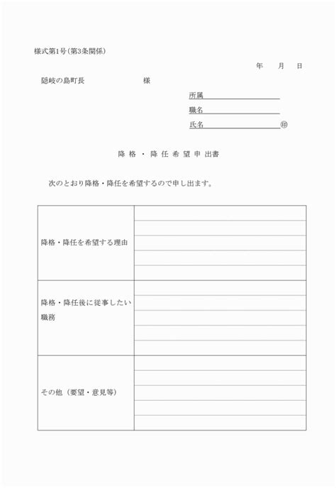 隠岐の島町職員希望降格降任制度実施要綱