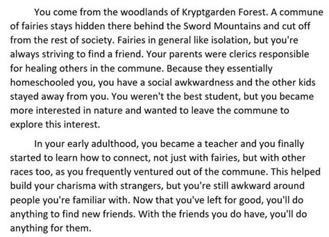 Character Backstory Creation Rdungeonsanddragons