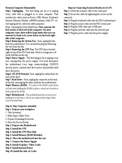 Personal Computer Disassembly Pdf Electrical Connector Personal Computers