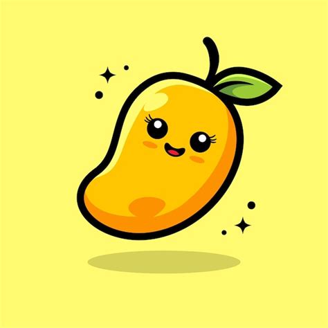 Premium Vector Cute Kawaii Mango Vector Icon Illustration