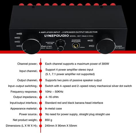 b071 4 input 2 output or 2 in 4 out power amplifier speaker selector
