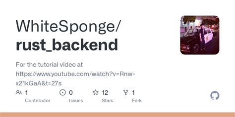 Github Whitesponge Rust Backend For The Tutorial Video At Watchv Rnw