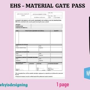 Material Gate Pass Gate Permit Material Tracker Health Safety Policy Entry Approval Driver
