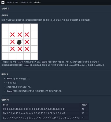 Programmers프로그래머스 안전지대 Python Programmers프로그래머스 안전지대 Python
