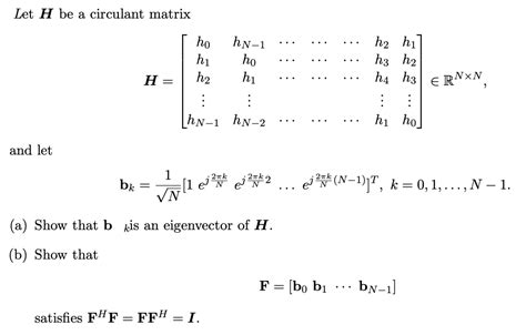 Solved Let H Be A Circulant Matrix