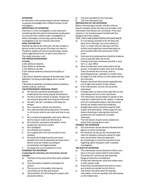 Interview And Interrogation Pdf Witness Interview