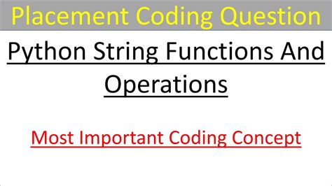 Python String Functions And Operations Most Important Programming