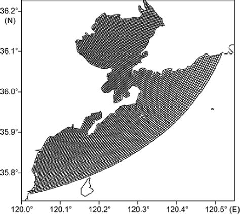 Model Grid For 3d Circulation Model Of Jiaozhou Bay The Curvilinear