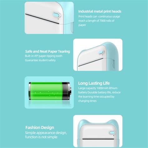 Bisofice Mini Pocket Photo Printer Portable Thermal Printing Machine 203dpi Wireless Bt