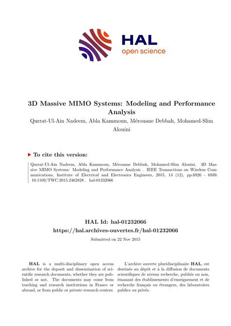Pdf 3d Massive Mimo Systems Modeling And Performance Analysis Dokumen Tips