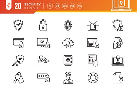 Security Outline Web Icon Set Graphic By Ferart88 · Creative Fabrica