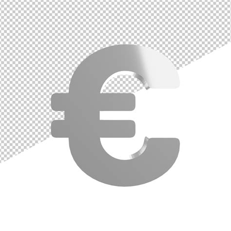 돈 유로 기호 전면 보기 3d 렌더링 그림 아이콘 투명 배경 프리미엄 Psd 파일