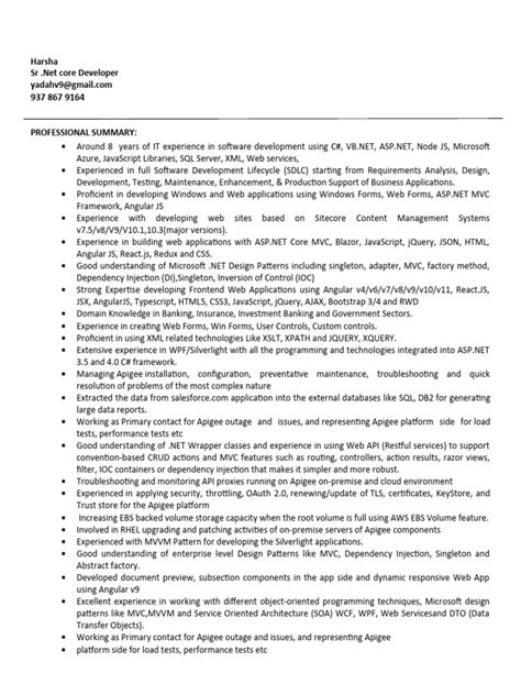 Harsha Dotnet Resume Download Free Pdf Microsoft Sql Server Angular Js