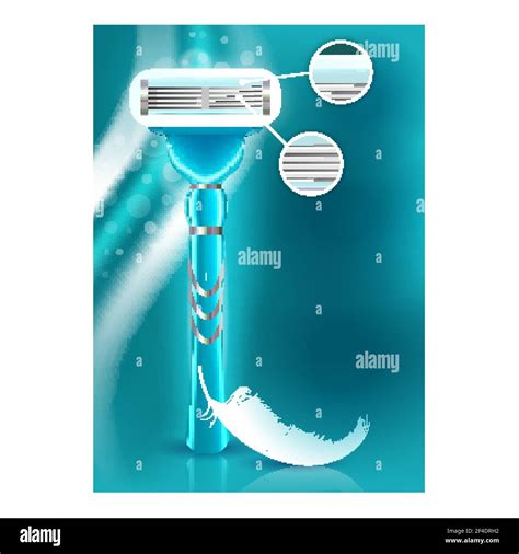 Brand Shaving Razor Advertising Poster Vector Illustration Stock Vector