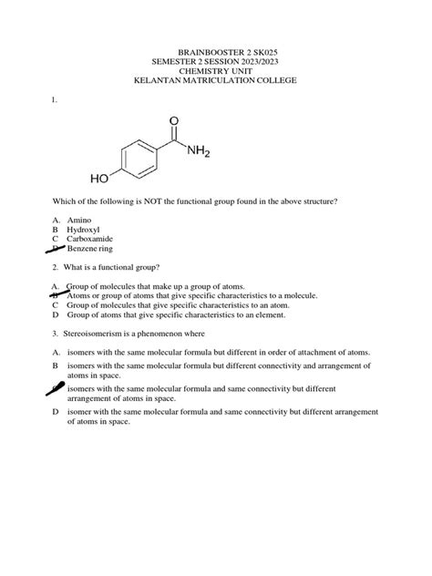 Soalan Brainbooster 2 Sk025 Sesi 2022 2023 Pdf Isomer Aromaticity
