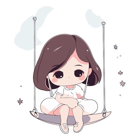 만화 스타일로 스하는 귀여운 작은 소녀 프리미엄 벡터