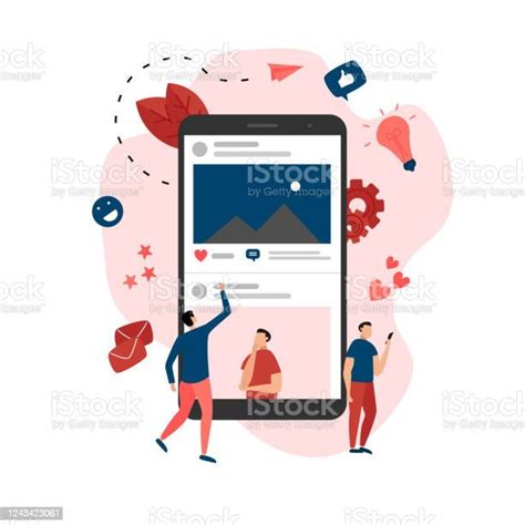 사진 콘텐츠와 소셜 미디어 개념 좋아요 및 댓글 벡터 플랫 일러스트레이션 소셜 네트워킹에 대한 스톡 벡터 아트 및 기타 이미지 소셜 네트워킹 경영자 공동체 Istock