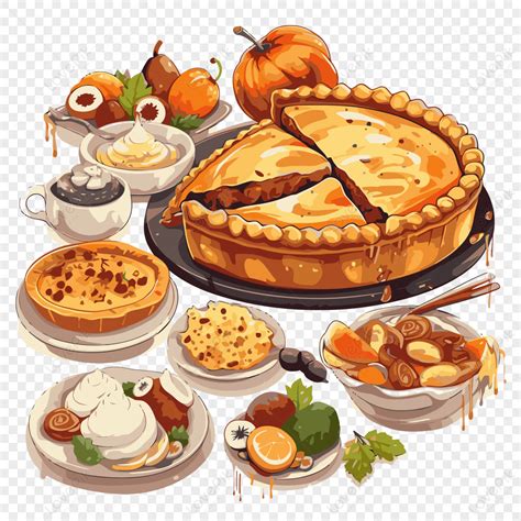 추수 감사절 음식 벡터클립 아트상표만화 Png 일러스트 무료 다운로드 Lovepik